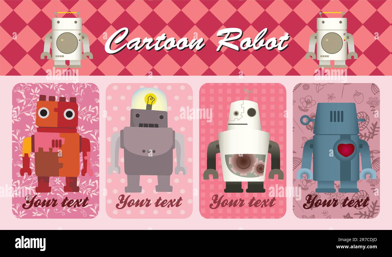 cartoon robot card Stock Vector Image & Art - Alamy
