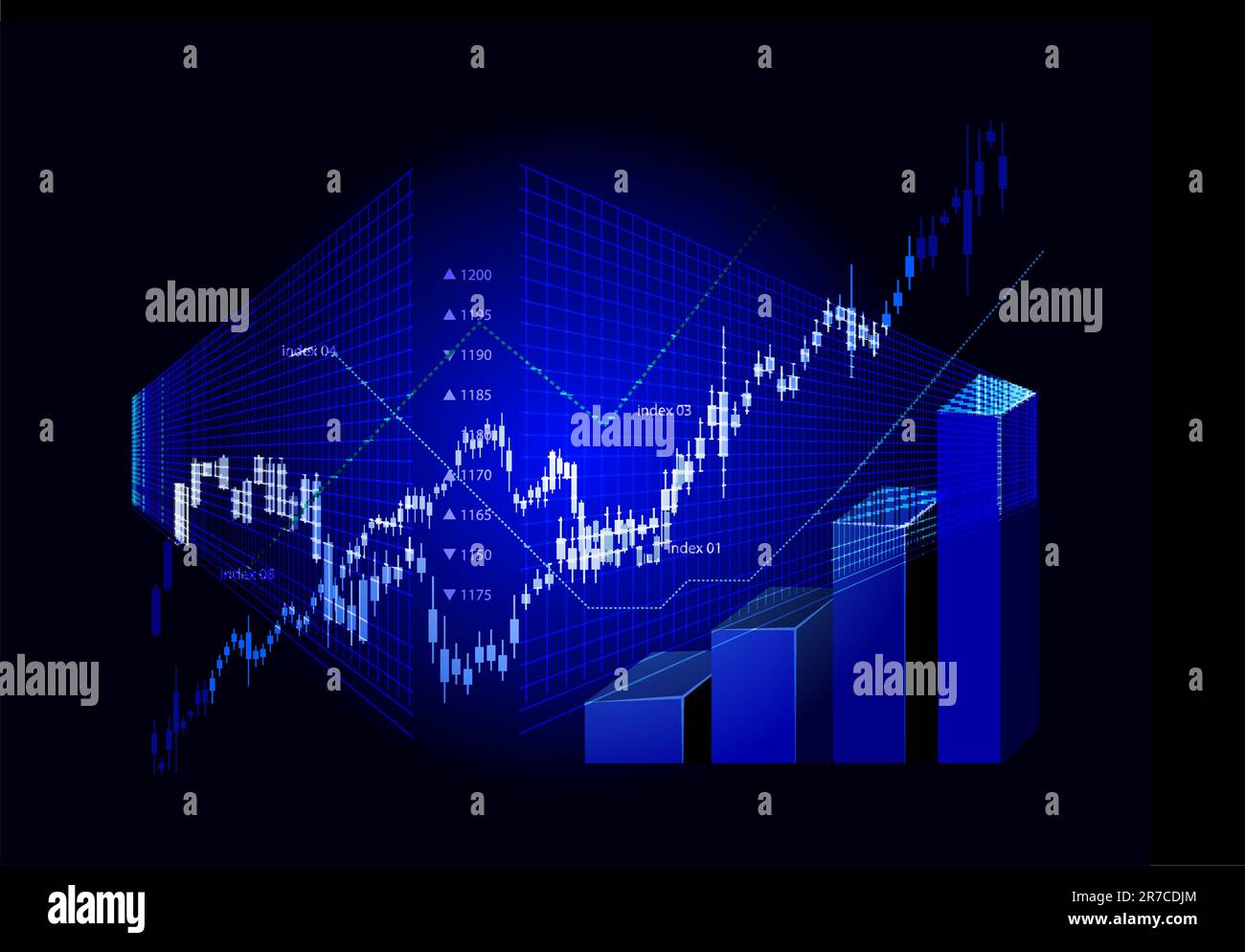 Stock market graphs background on black. Vector illustration Stock ...