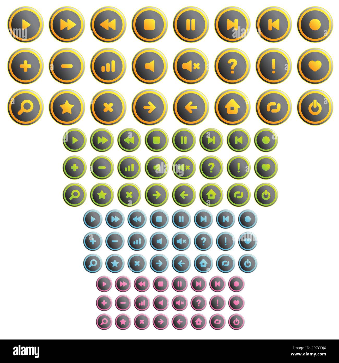 colorful vector set of icons and buttons for mobile and web ...