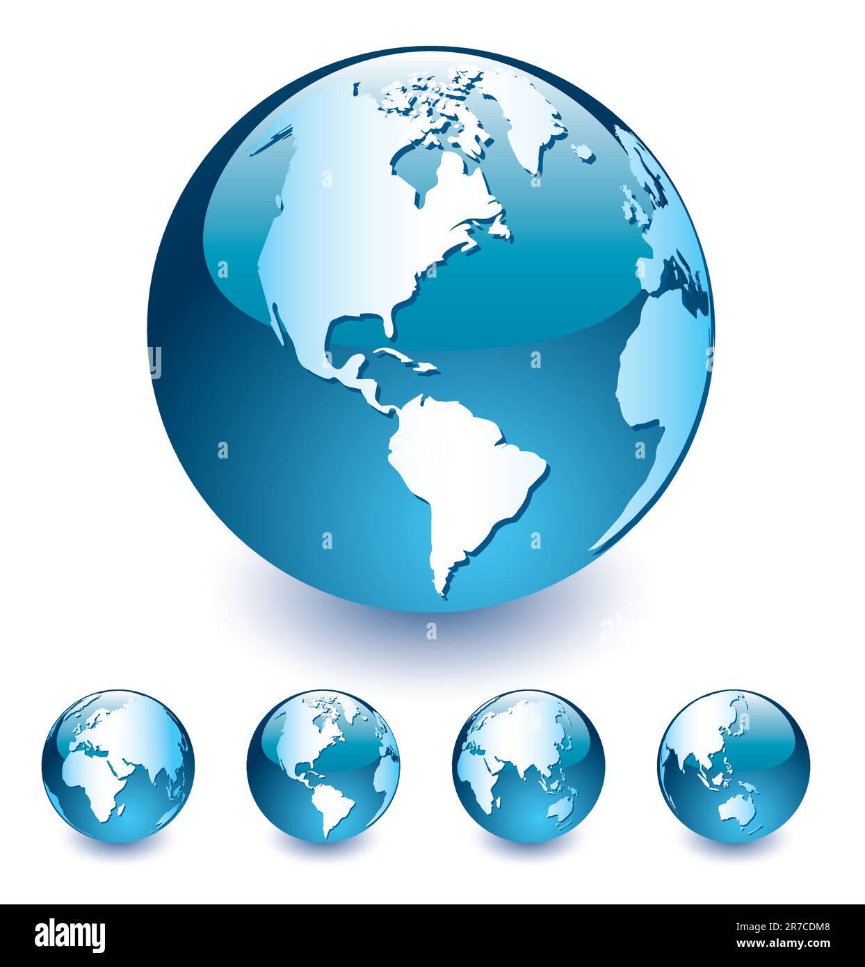 Blue Globes of the World on the white background, easy to edit, vector ...