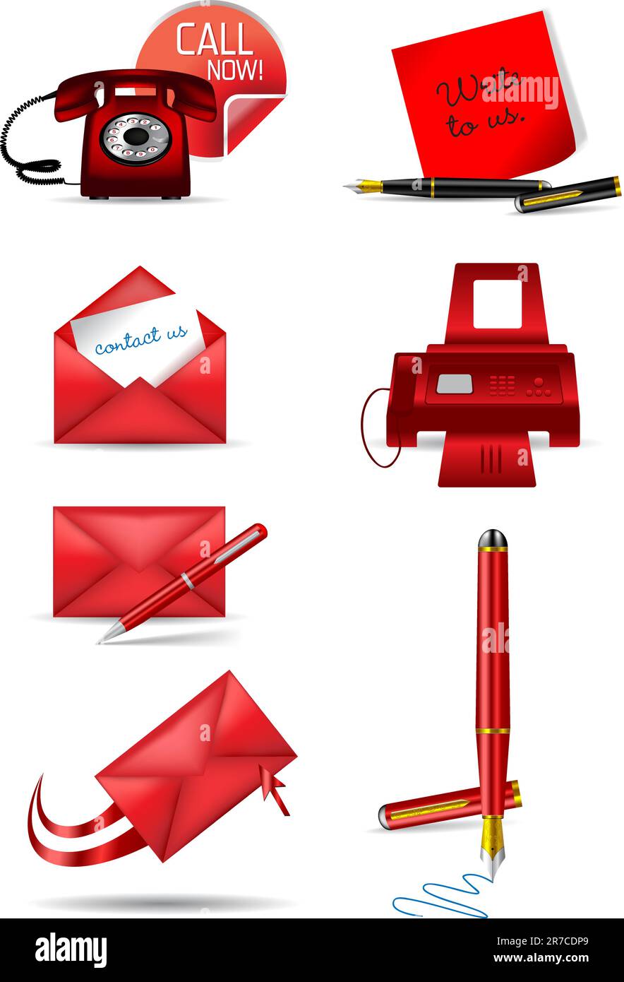 Different Communication Icons In Red Color Vector Illustration Stock Vector Image And Art Alamy