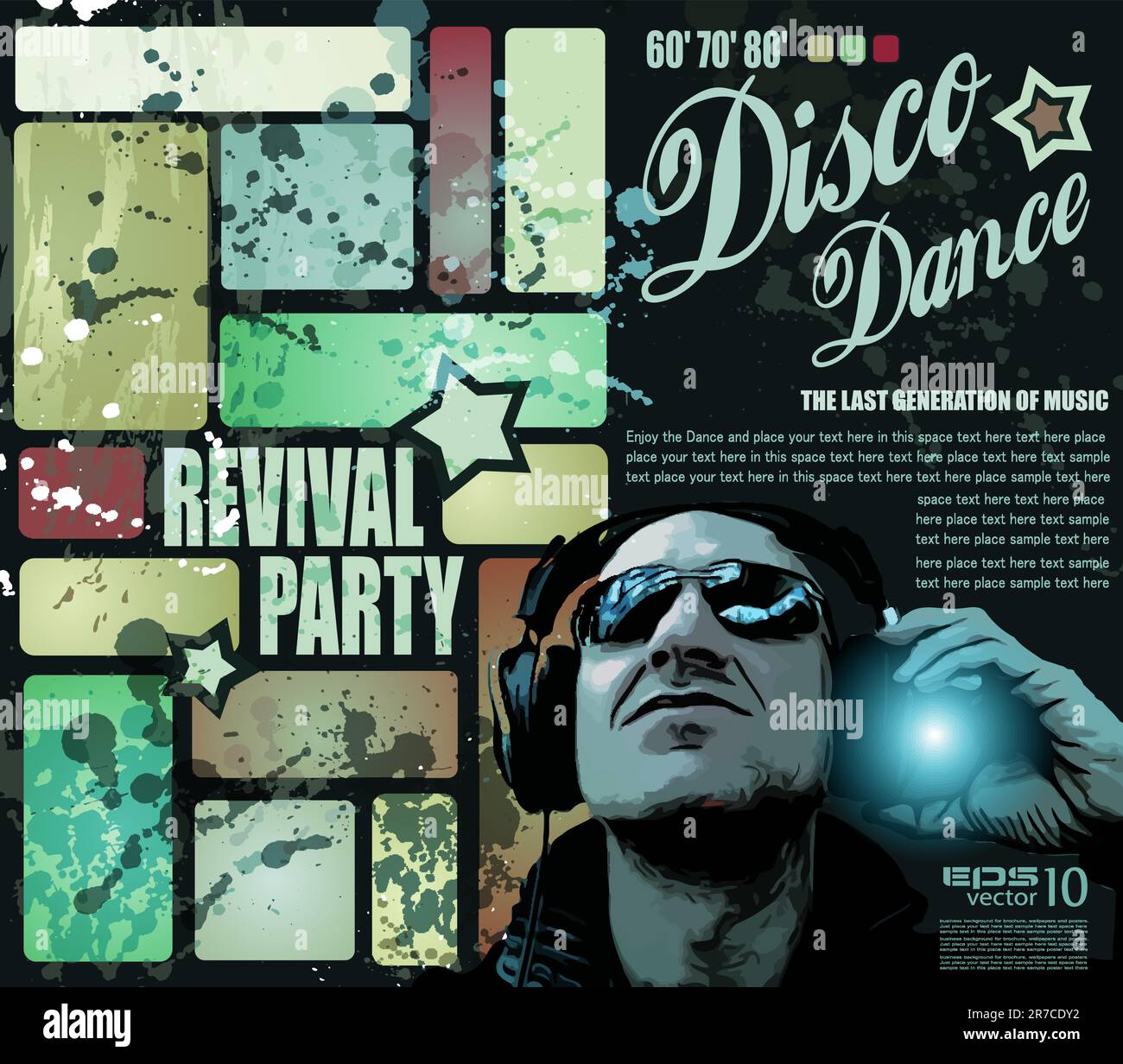 Retro' revival disco party flyer or poster for musical event Stock ...