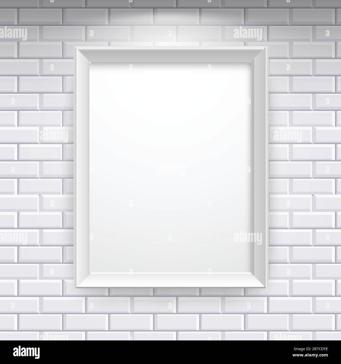Gallery Interior with empty frame on brick wall Stock Vector Image ...