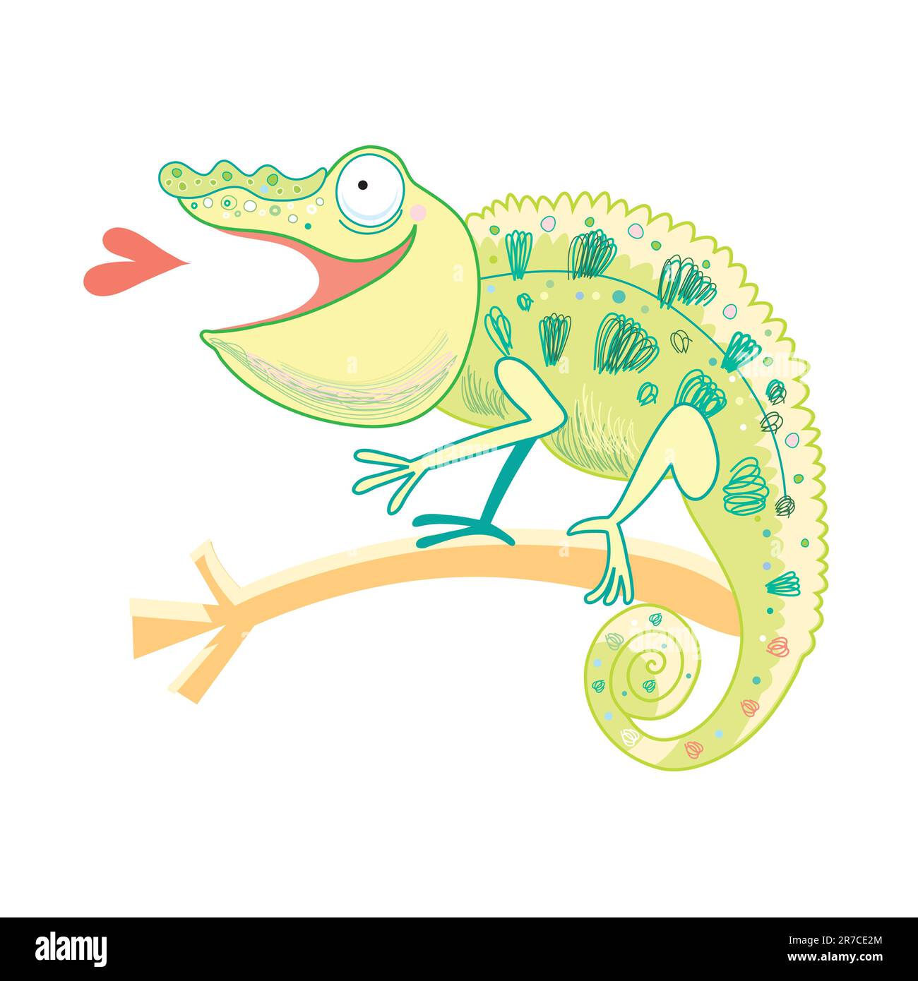 jolly green chameleon with a heart on a white background Stock Vector ...