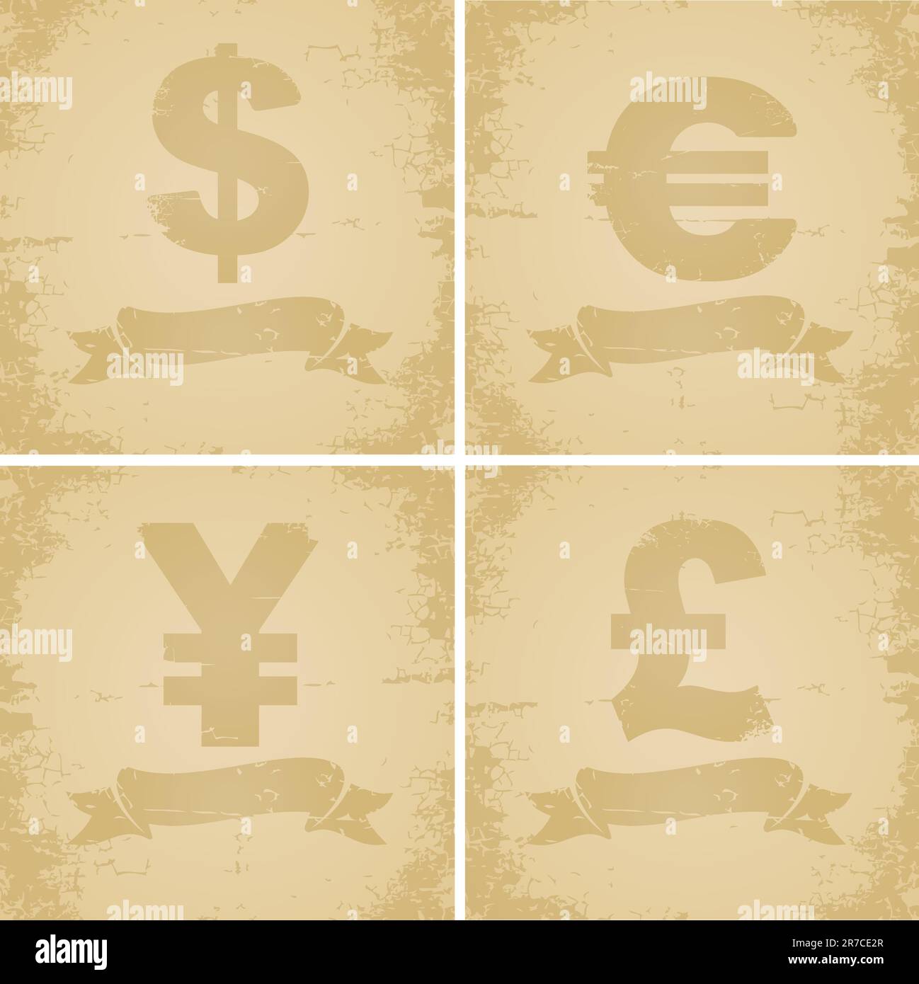 Four currency symbol for the old cracked paper Stock Vector Image & Art ...