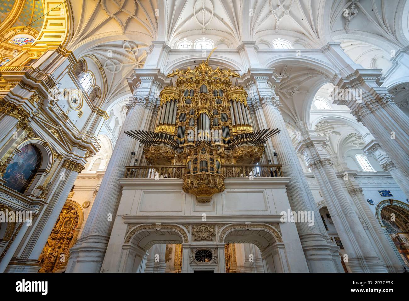 Pipe Organ at Granada Cathedral Interior - Granada, Andalusia, Spain ...