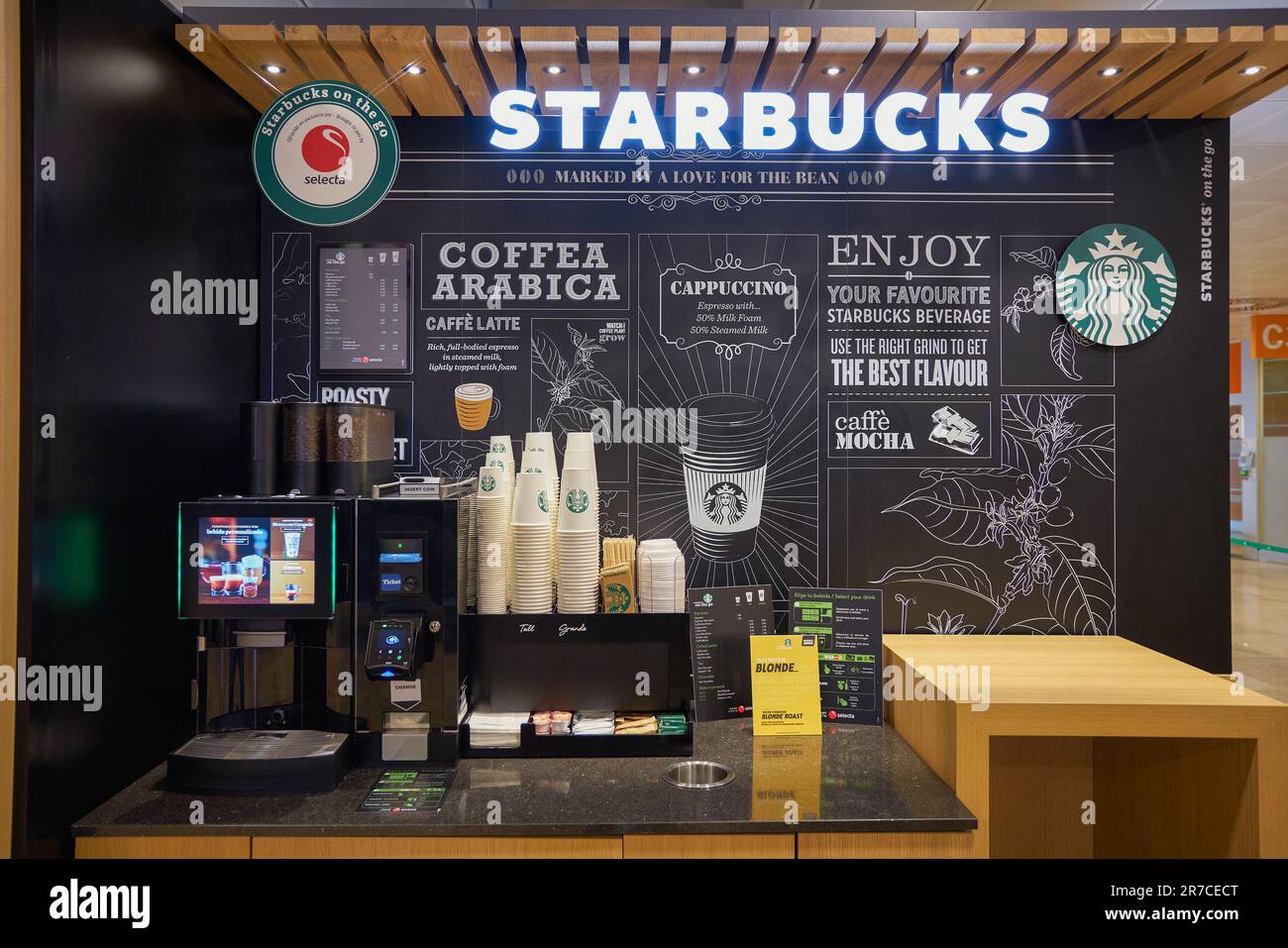 MADRID, SPAIN - CIRCA JANUARY, 2020: Starbucks at Madrid-Barajas ...