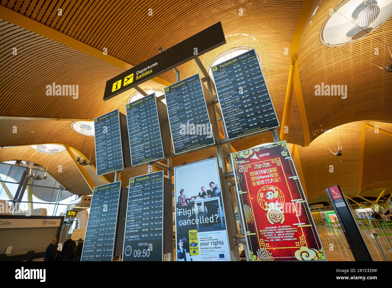 MADRID, SPAIN - CIRCA JANUARY, 2020: flight information display system ...