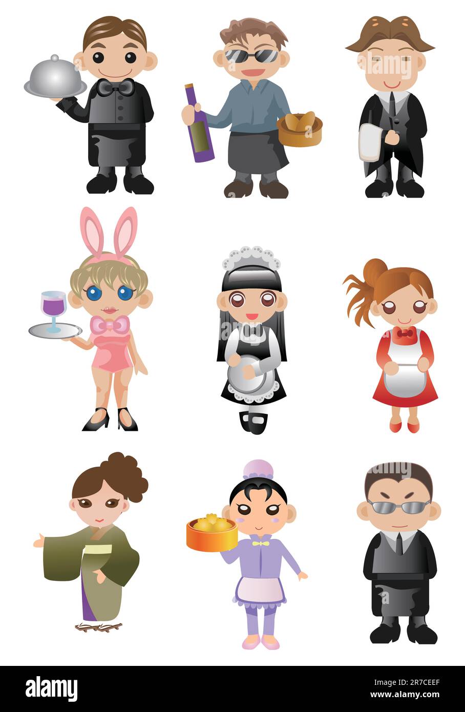 cartoon waiter and waitress icon Stock Vector Image & Art - Alamy