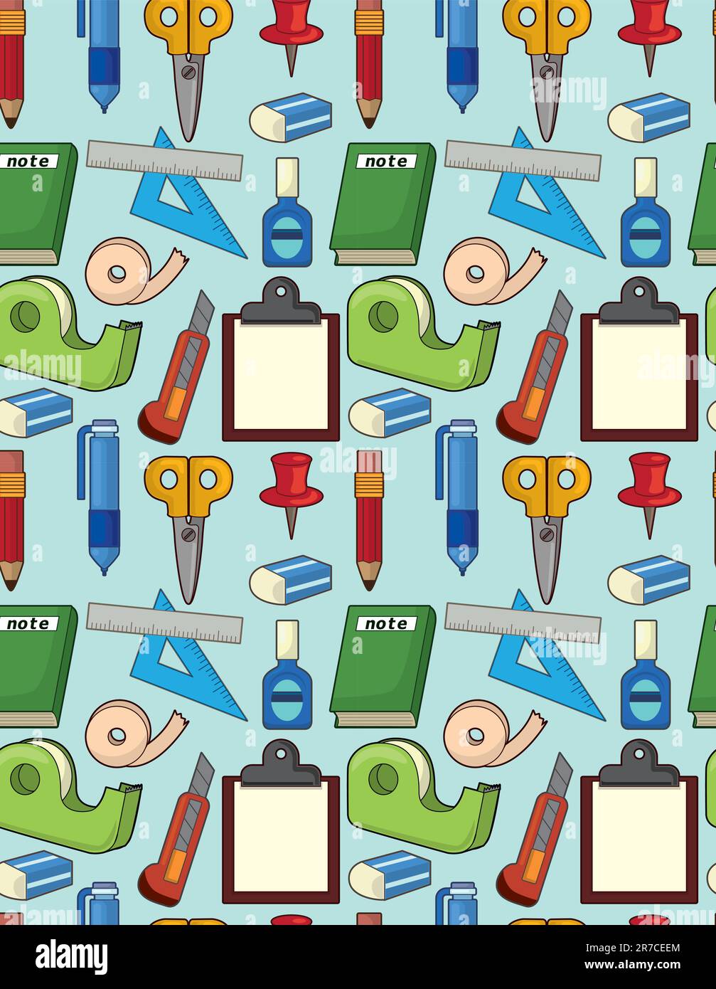 cartoon stationery seamless pattern Stock Vector Image & Art - Alamy