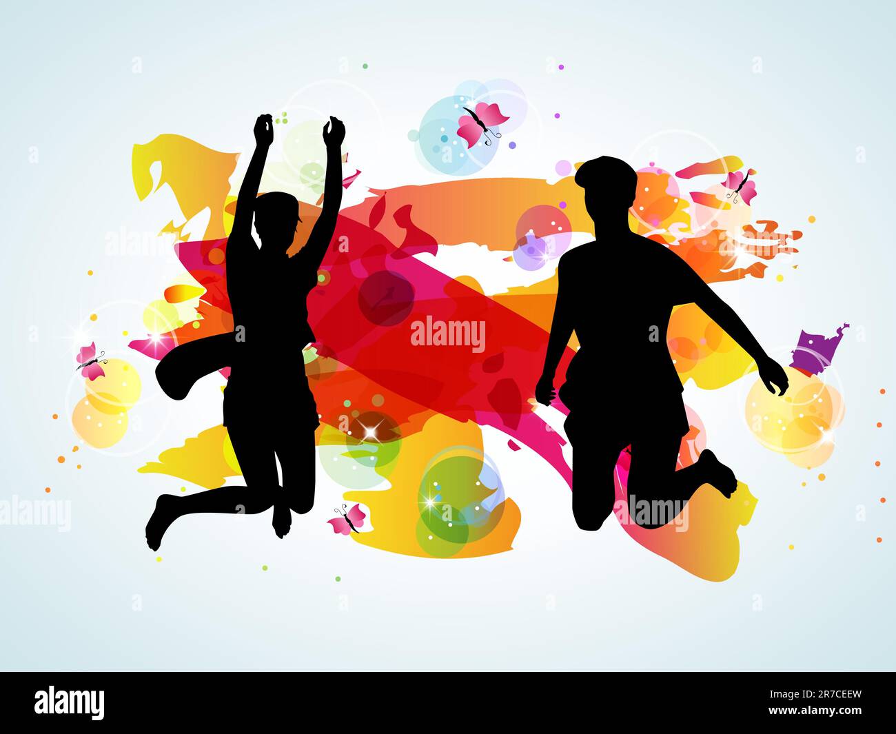 Vector bright background with jumping people Stock Vector Image & Art ...