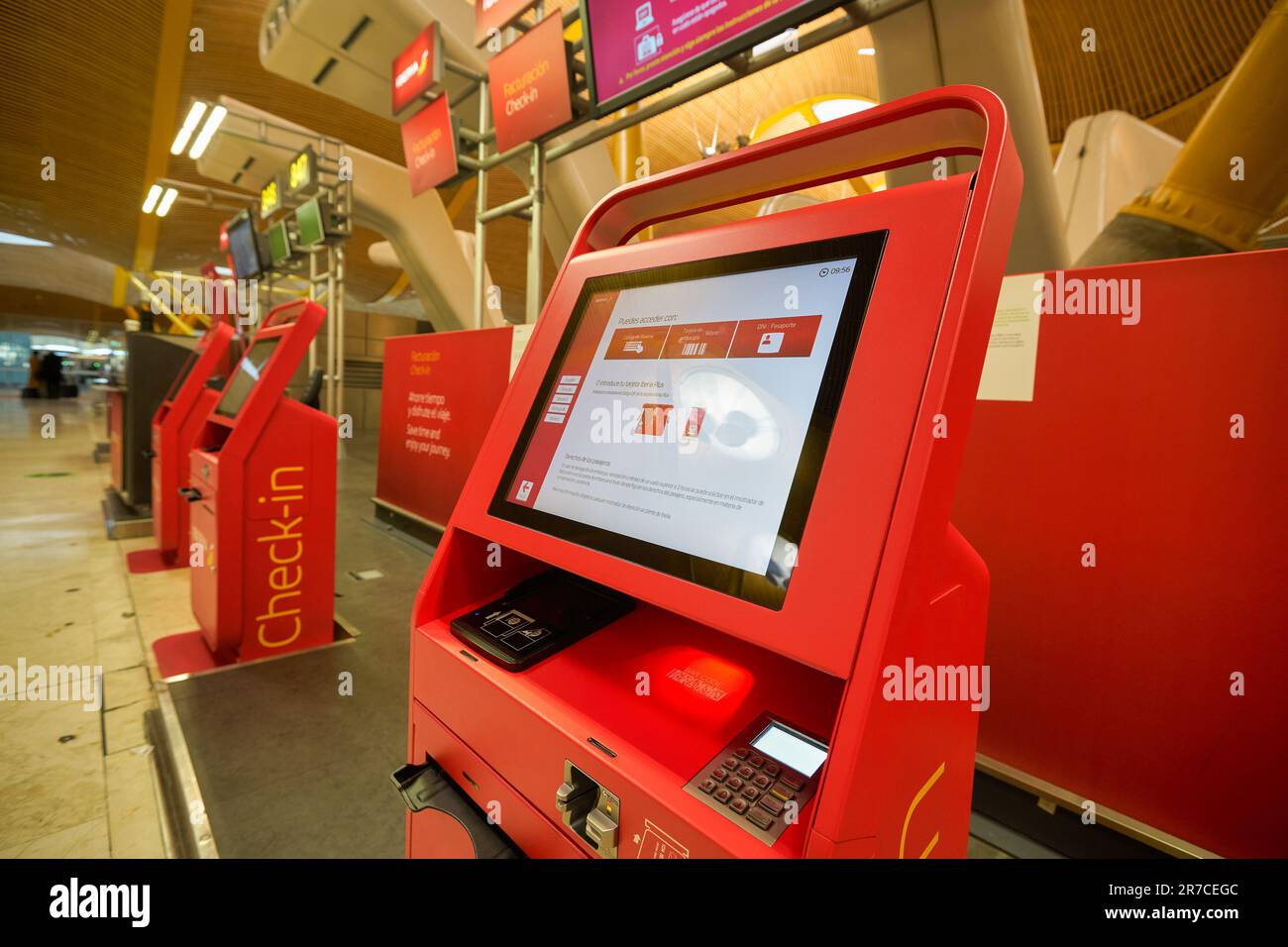 MADRID, SPAIN - CIRCA JANUARY, 2020: self check-in area at Madrid ...