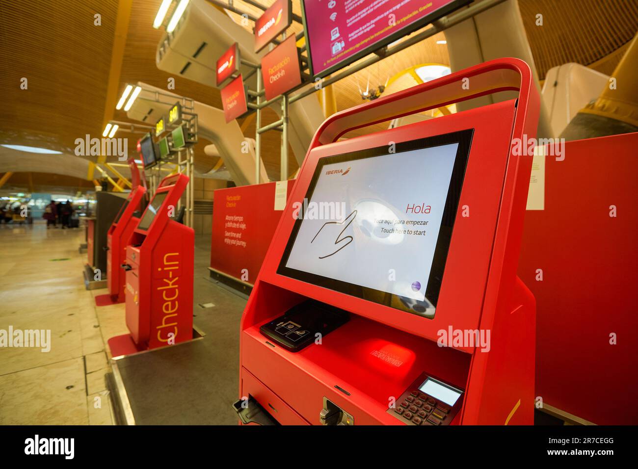 MADRID, SPAIN - CIRCA JANUARY, 2020: self check-in area at Madrid ...