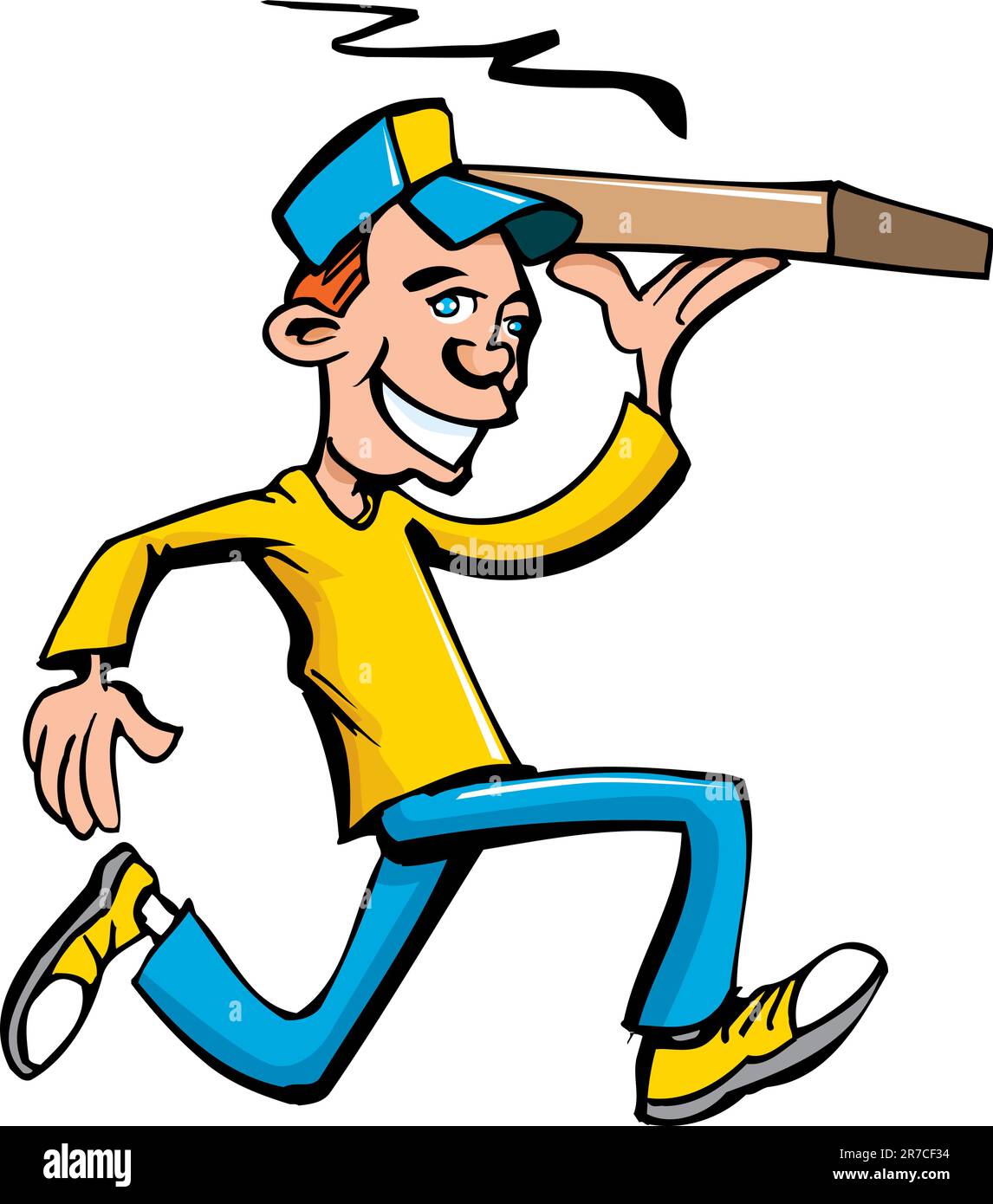 Cartoon of pizza running delivery boy. Isolated on white Stock Vector ...