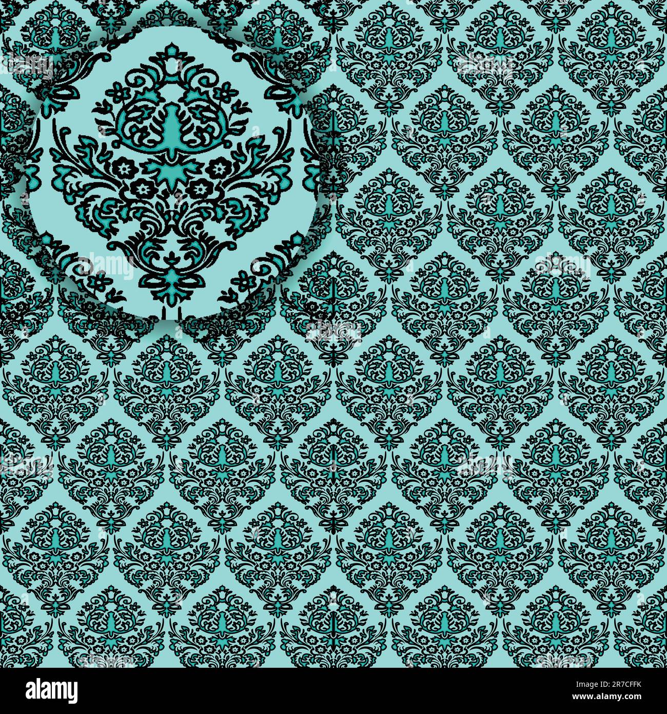 damask detailed seamless texture, abstract vector art illustration ...