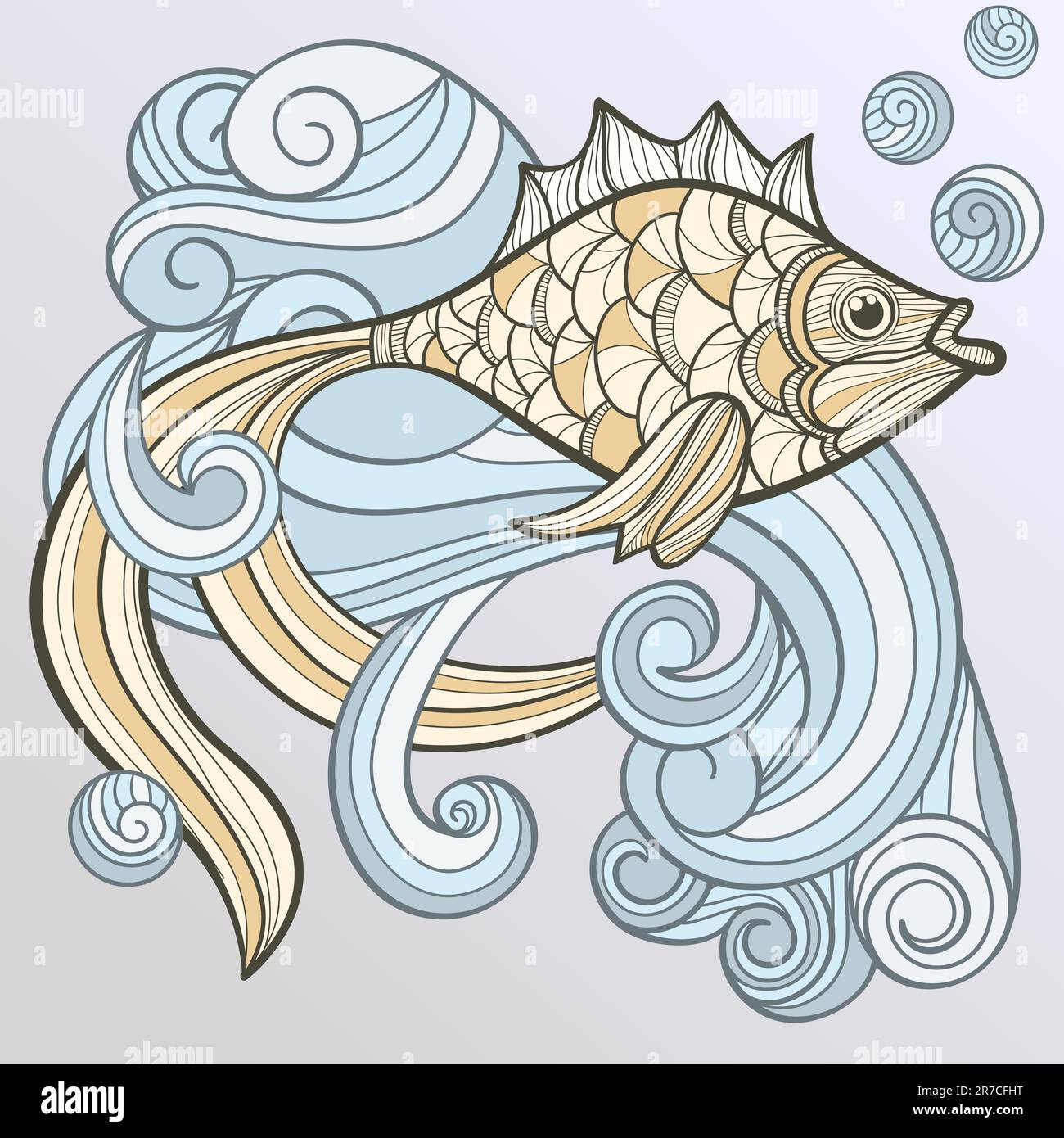 vector abstract fish on splash of water and bubbles Stock Vector Image ...
