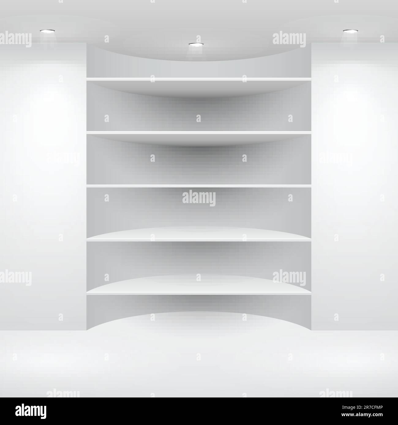 3d isolated Empty shelf for exhibit. Vector illustration Stock Vector ...
