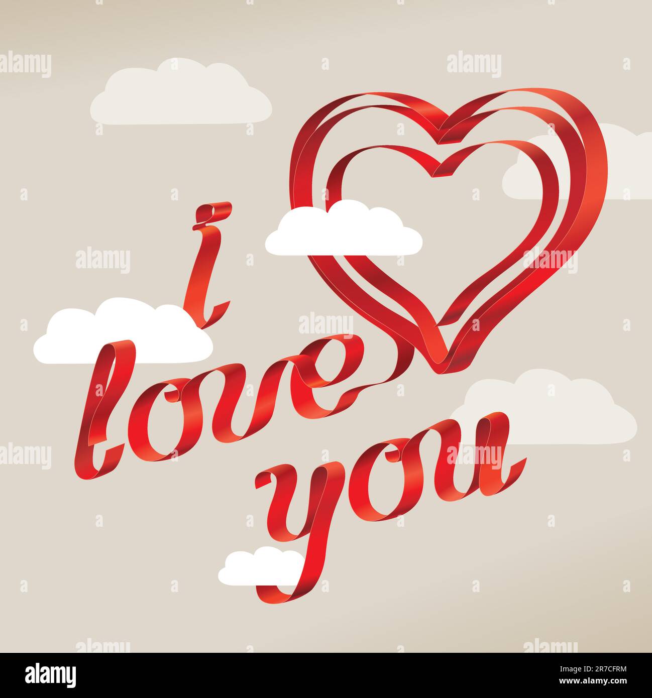 Red heart ribbon in Stock Vector Images - Alamy