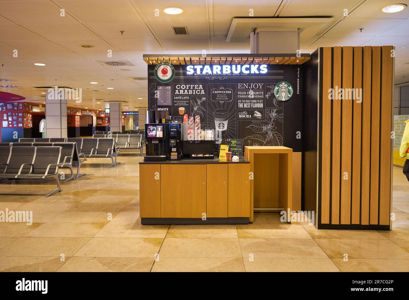 MADRID, SPAIN - CIRCA JANUARY, 2020: Starbucks at Madrid-Barajas ...