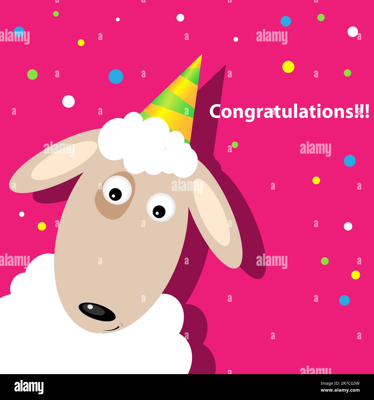 Happy birthday greeting card with cute cartoon character sheep hi-res ...