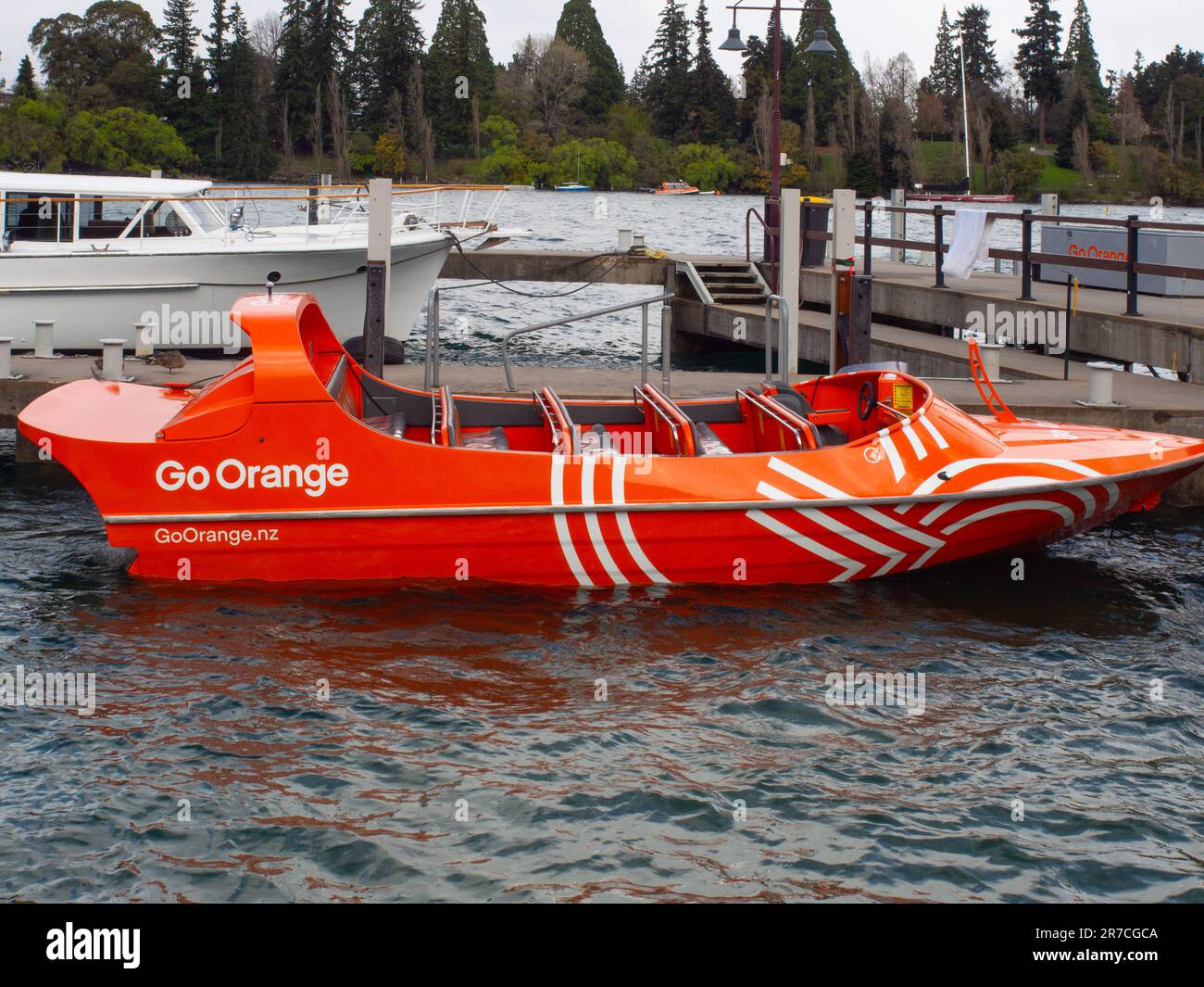 Go Orange Jet Boat Queenstown Stock Photo - Alamy