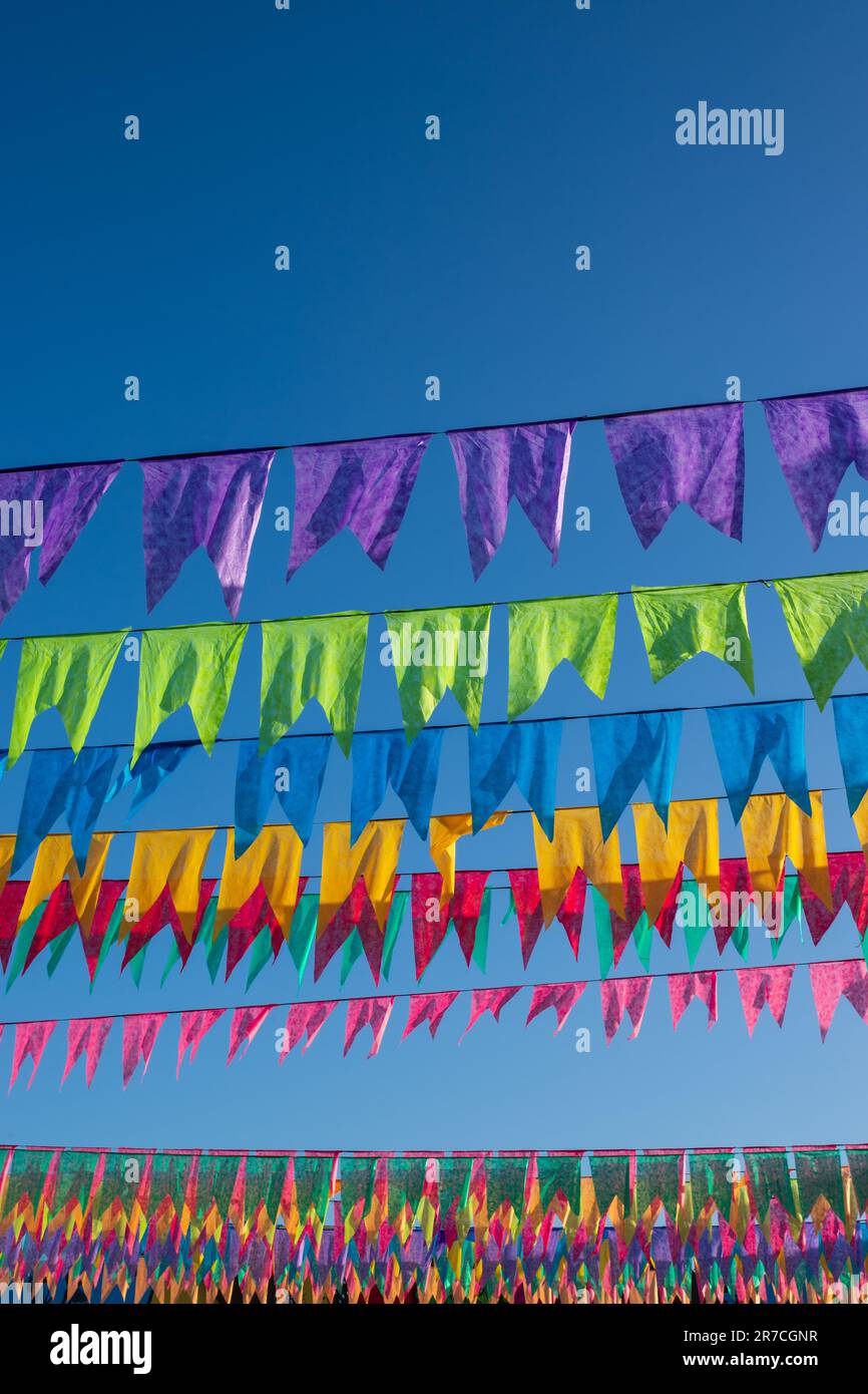 colorful flags of june parties (festas juninas or feast of saint john ...