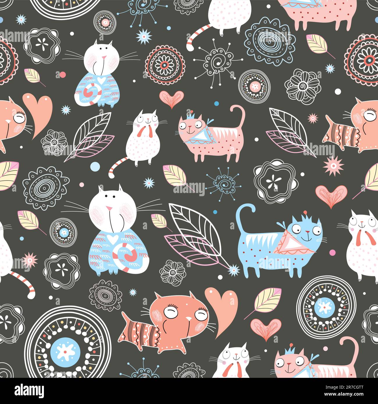 Vintage cats pattern hi-res stock photography and images - Alamy