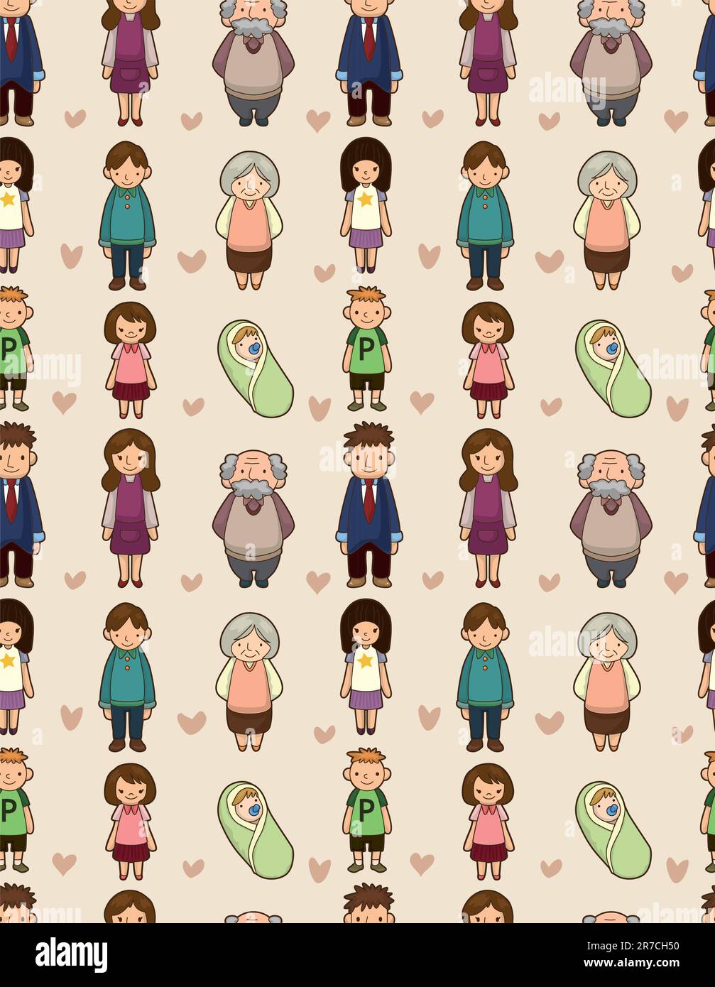 seamless cartoon family pattern Stock Vector Image & Art - Alamy