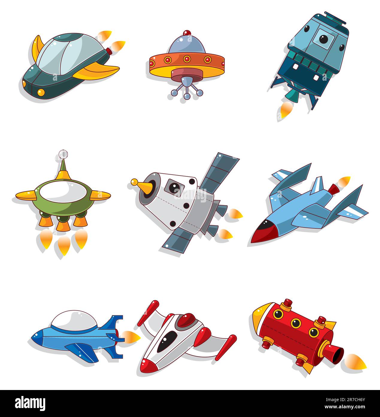 cartoon spaceship icon set Stock Vector Image & Art - Alamy