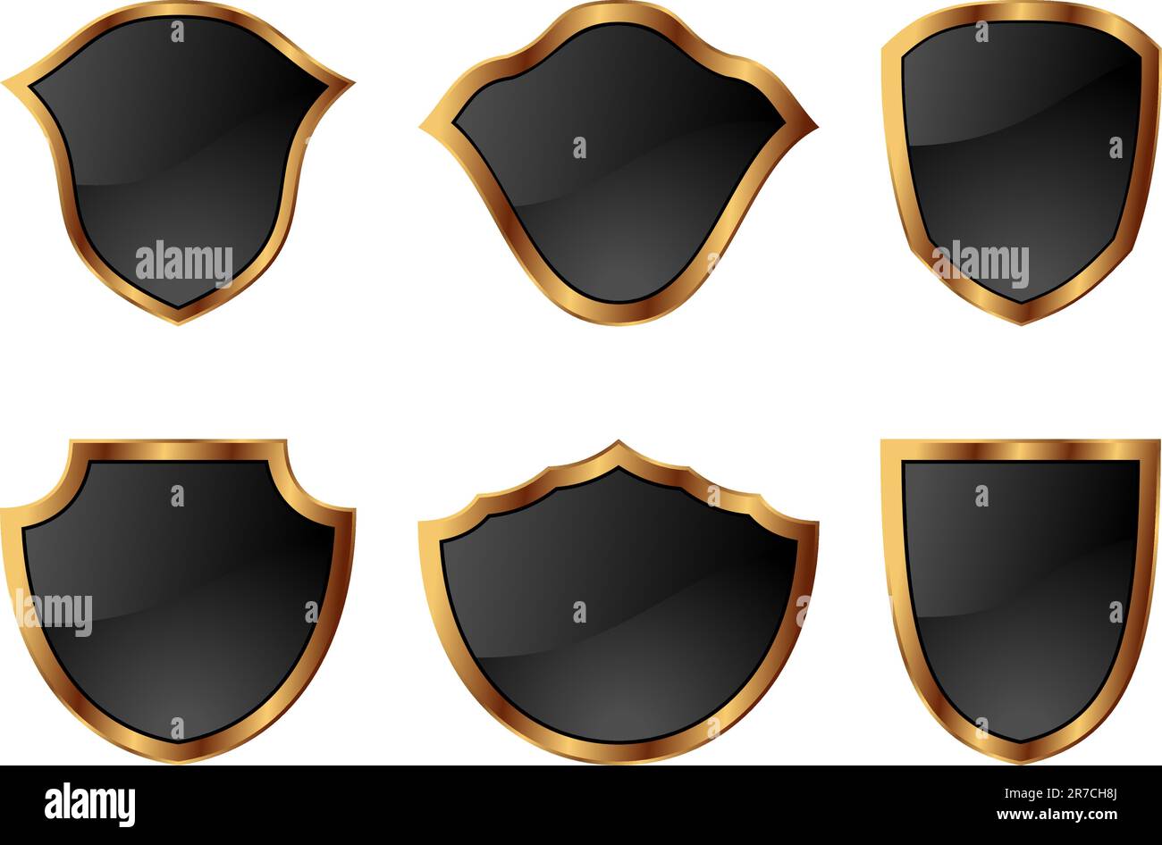 Illustration set of shields in 6 different shapes - vector Stock Vector ...