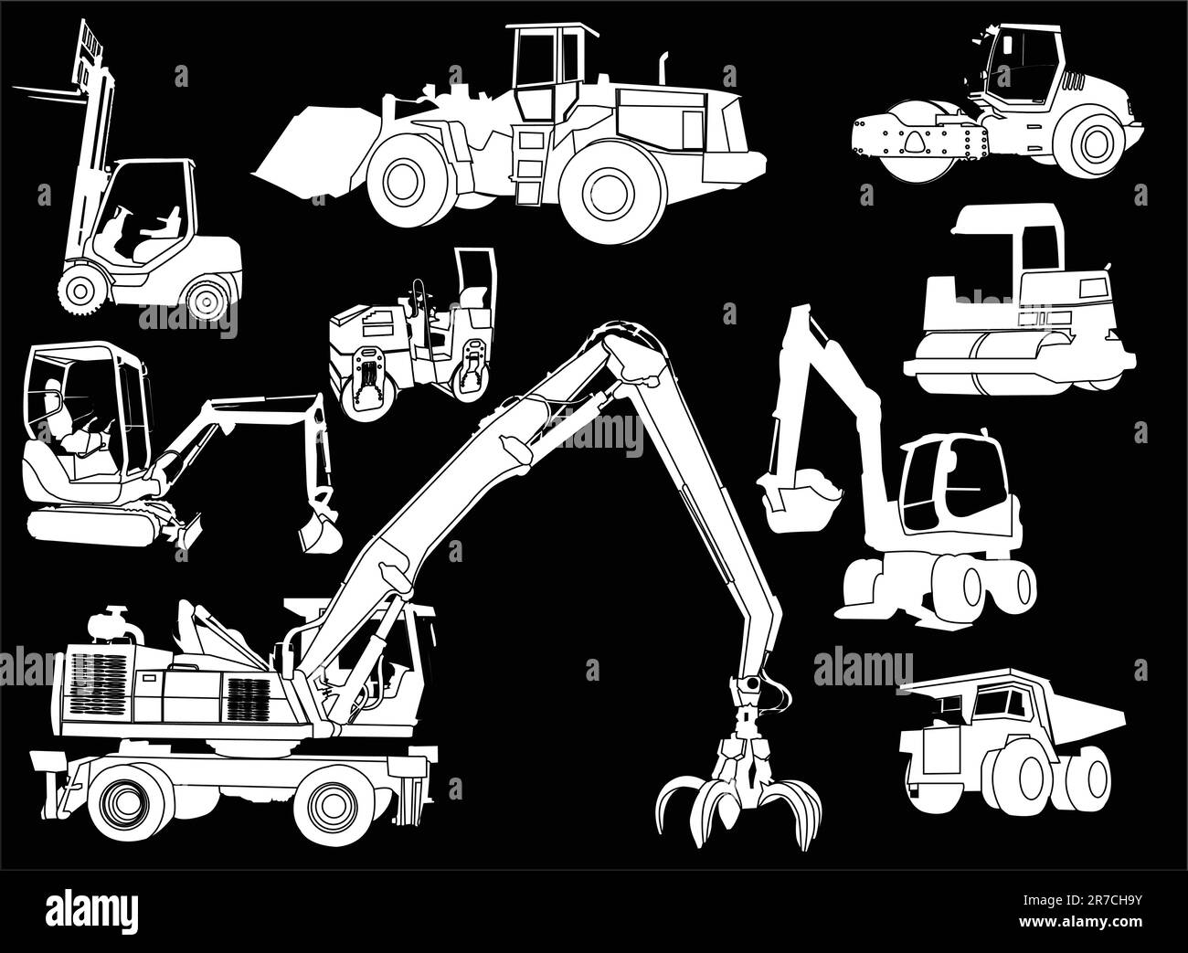 illustration of construction machines - vector Stock Vector Image & Art ...