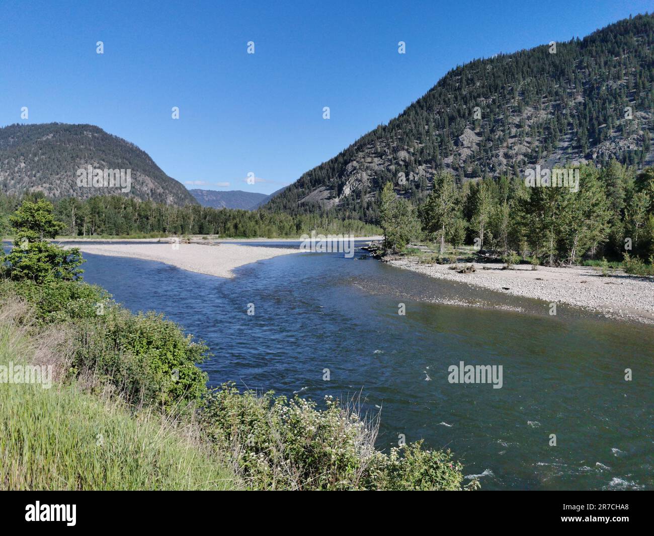 The Similkameen River runs through southern British Columbia, Canada ...