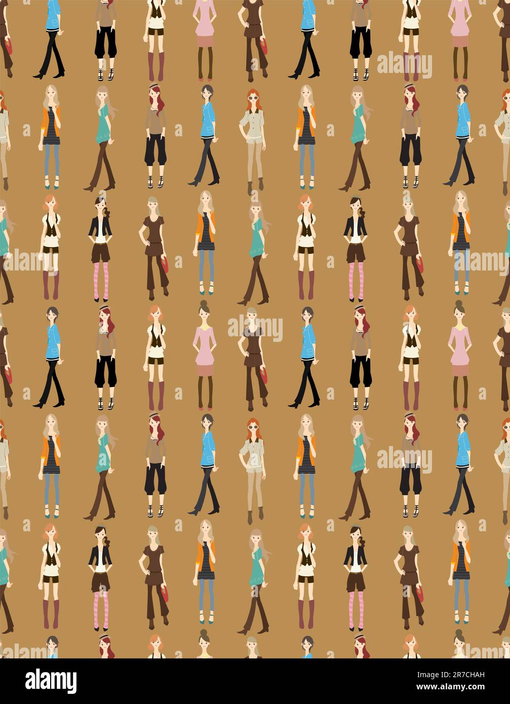 seamless young girl pattern Stock Vector Image & Art - Alamy