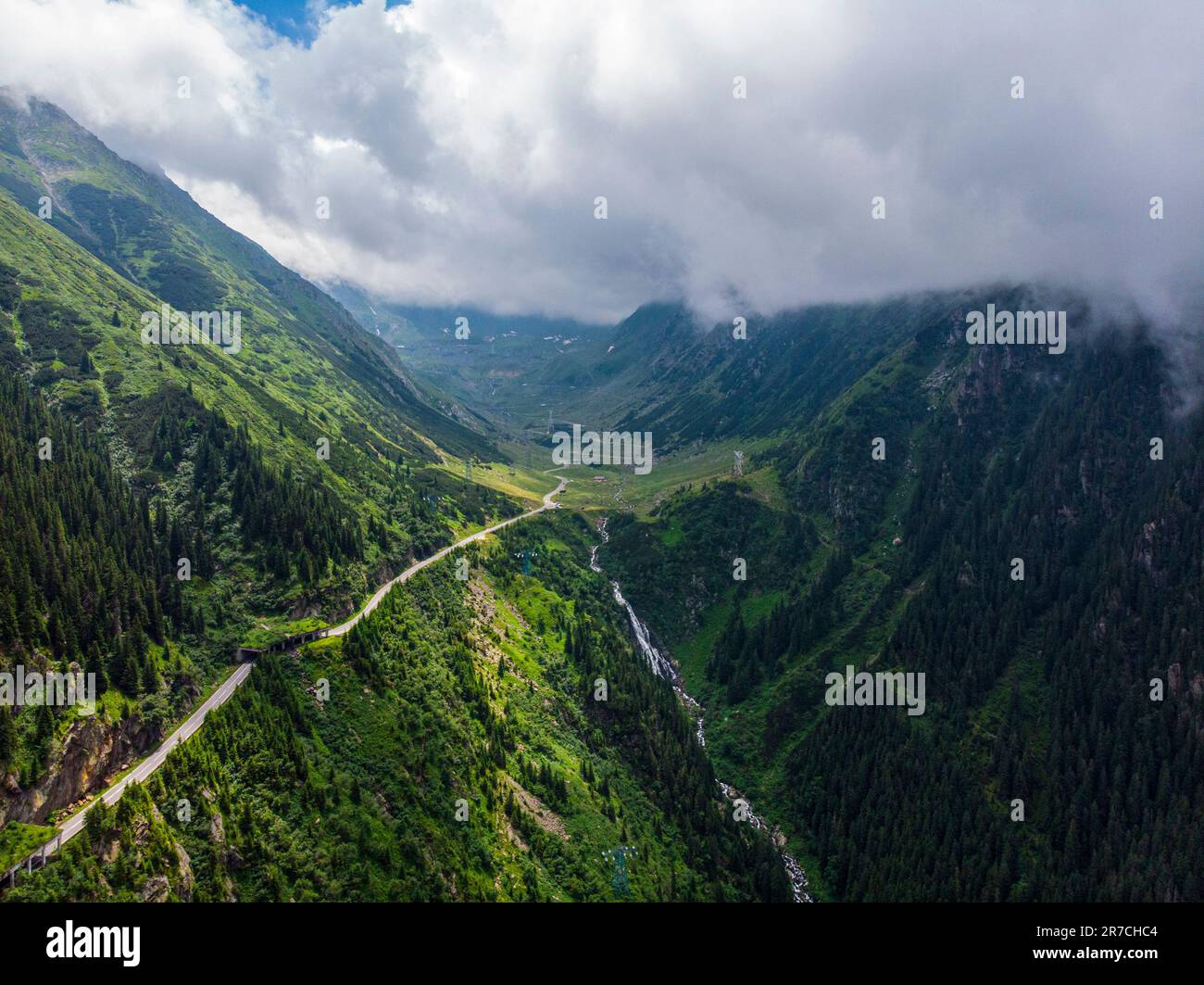 Romania. Fagaras mountain range. Mountain highway Transfagarash. One of ...
