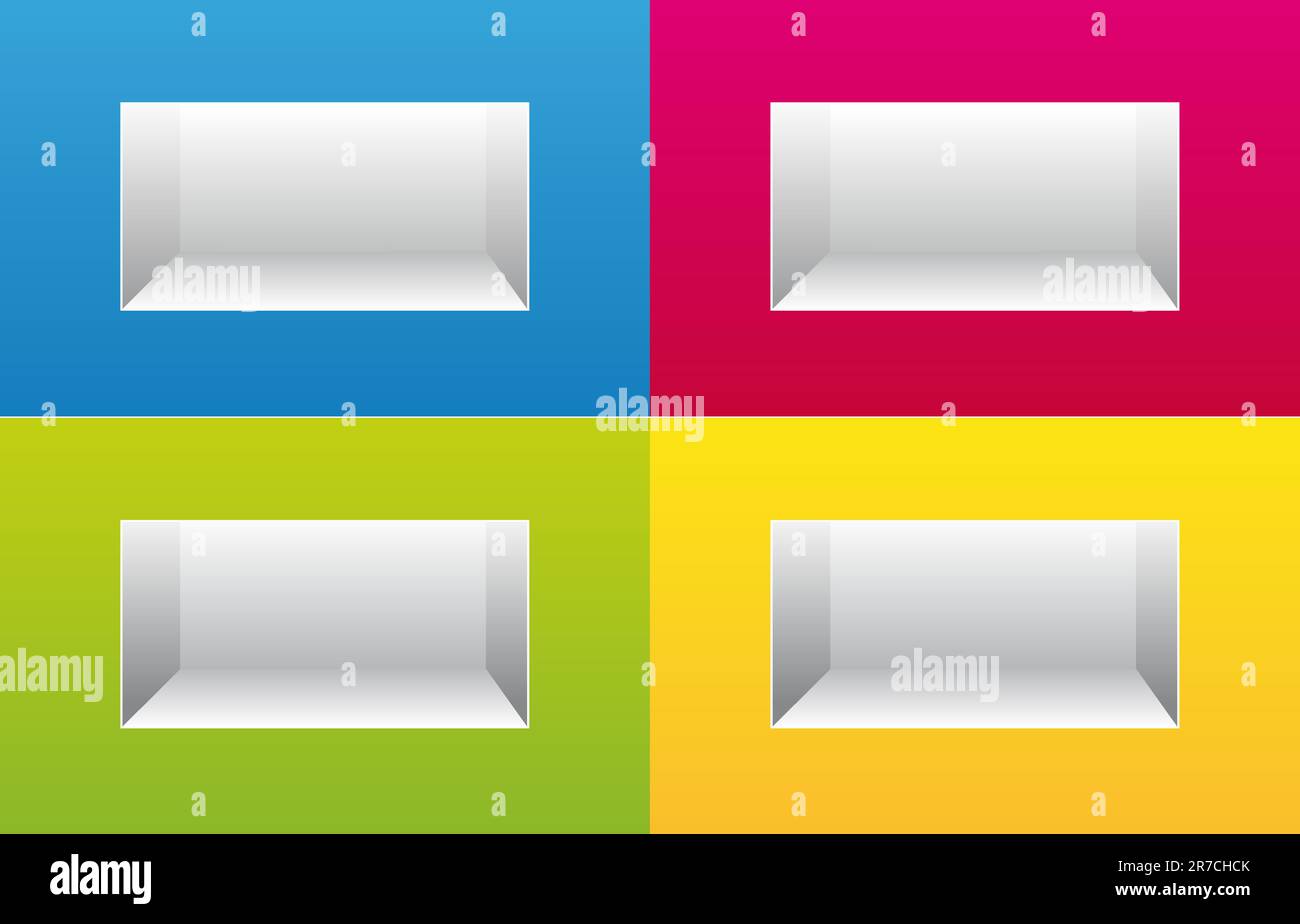 3d isolated Empty colorful bookshelf. Vector illustration Stock Vector ...