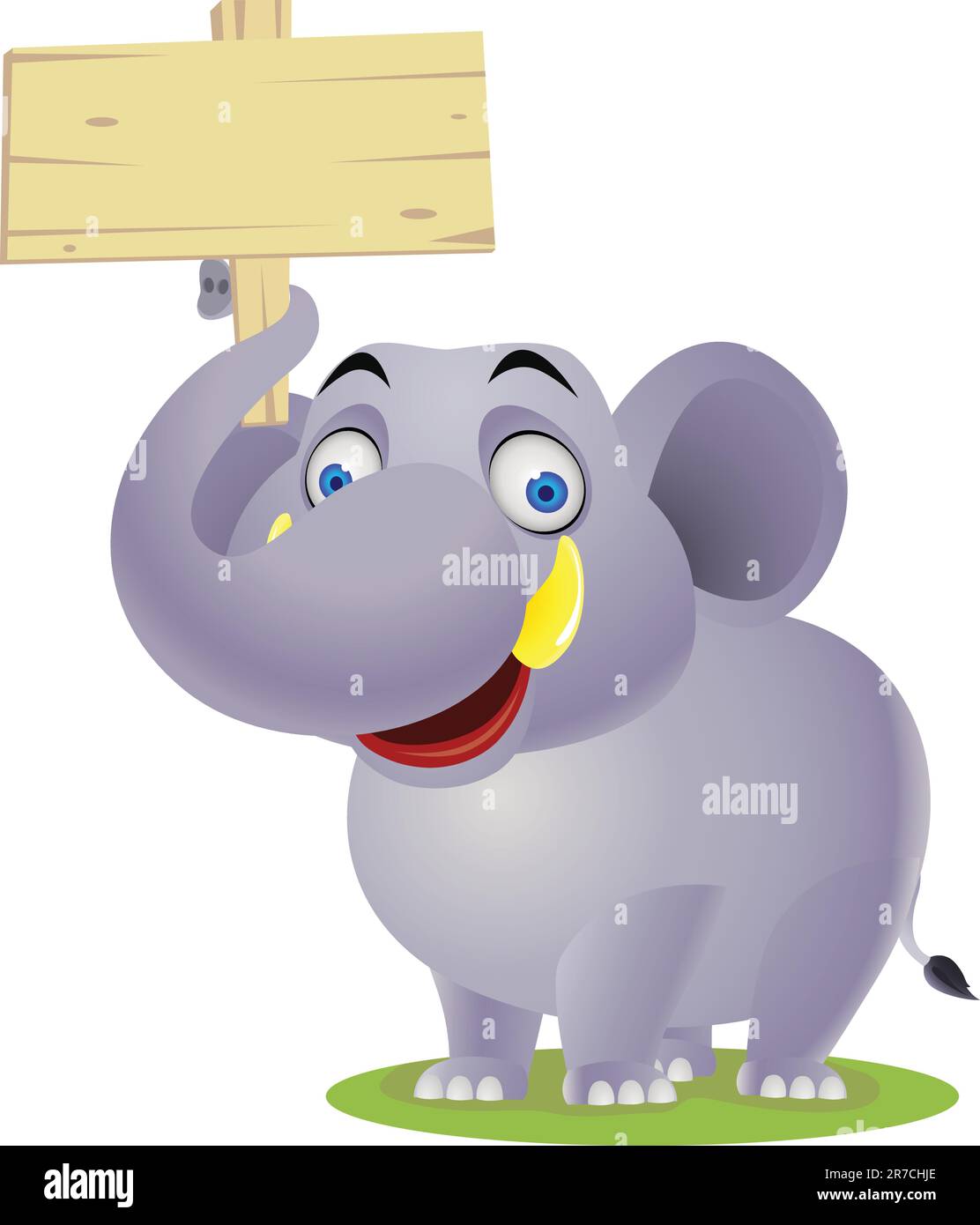 Vector illustration of elephant cartoon and blank sign Stock Vector ...