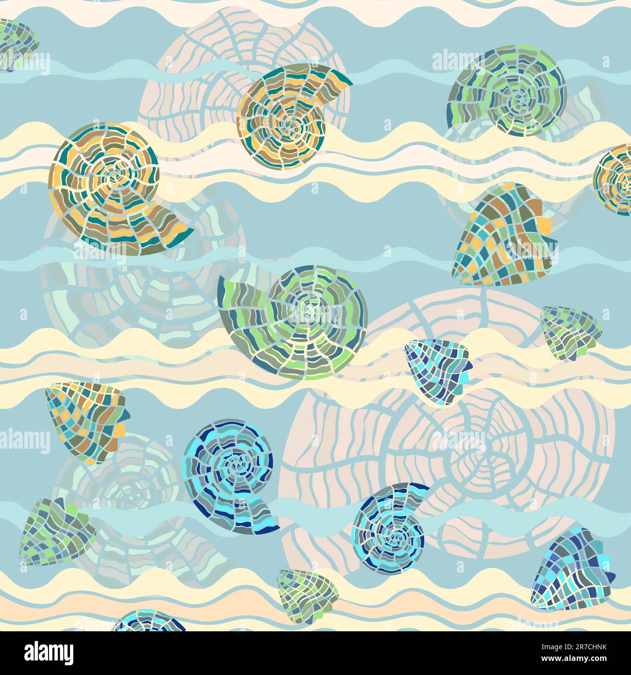 vector background with sea shells and waves Stock Vector Image & Art ...