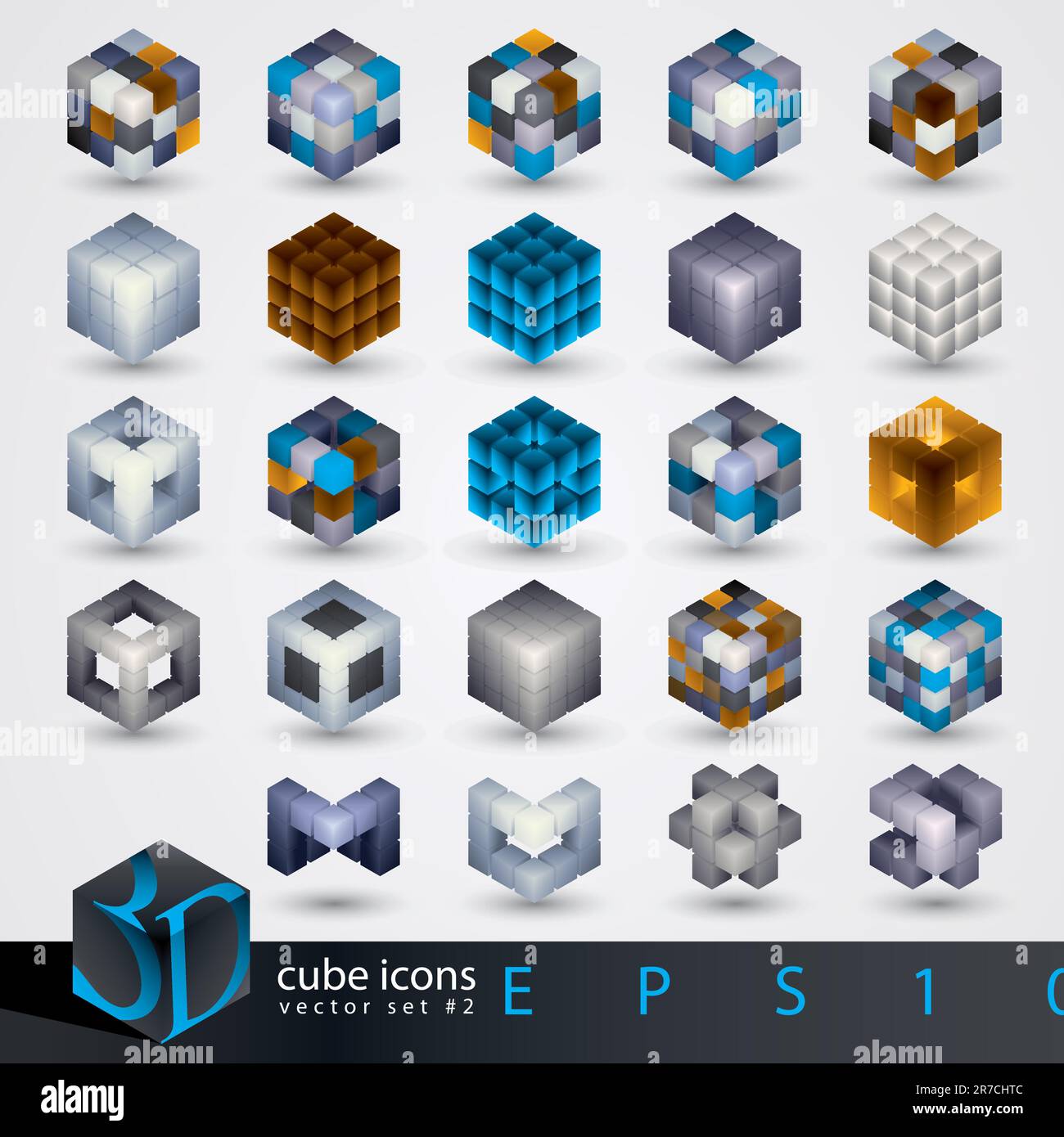 3D design elements. Collection of dimensional cubic symbols for your ...
