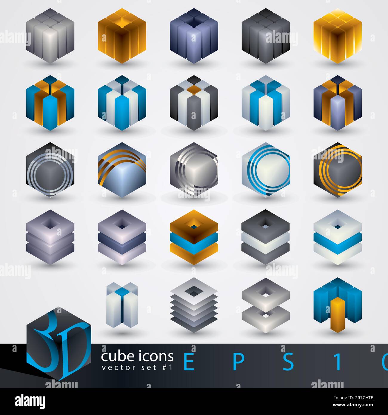3D design elements. Collection of dimensional cubic symbols for your ...