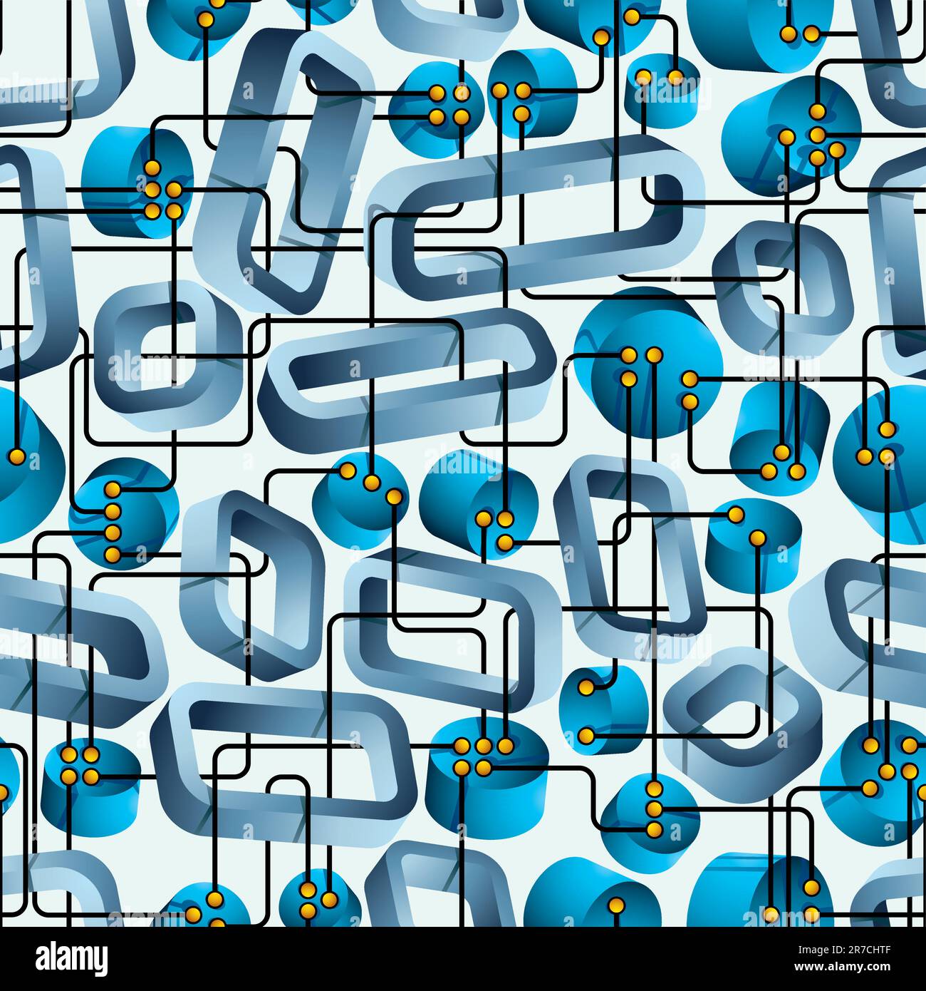 Innovation technology seamless pattern. Abstract vector repeat background with 3d shapes ...