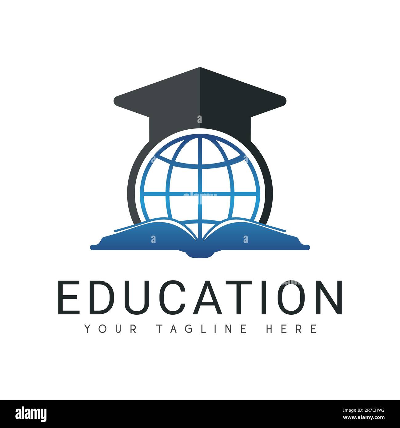 Education Logo Design Global Academy Graduation Hat Logotype Stock ...