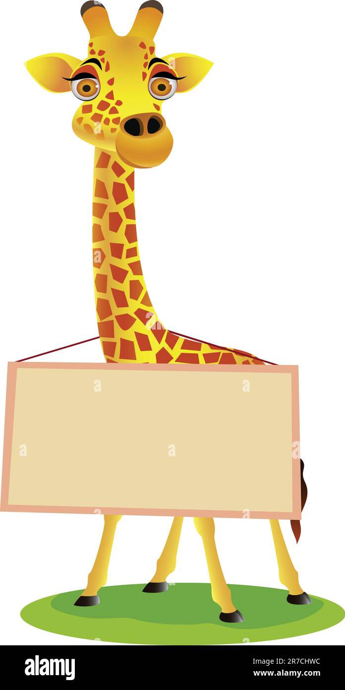 Giraffe cartoon and blank sign Stock Vector Image & Art - Alamy