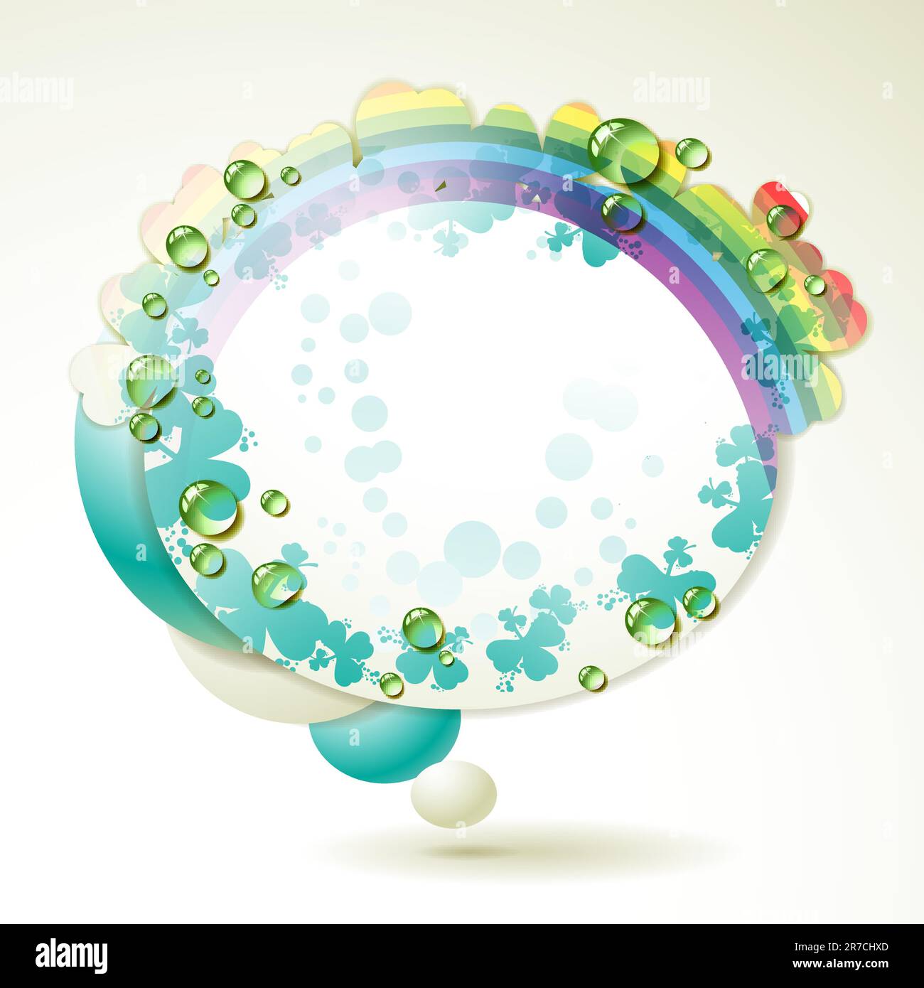 Abstract background with clover, rainbow and drops of water Stock ...