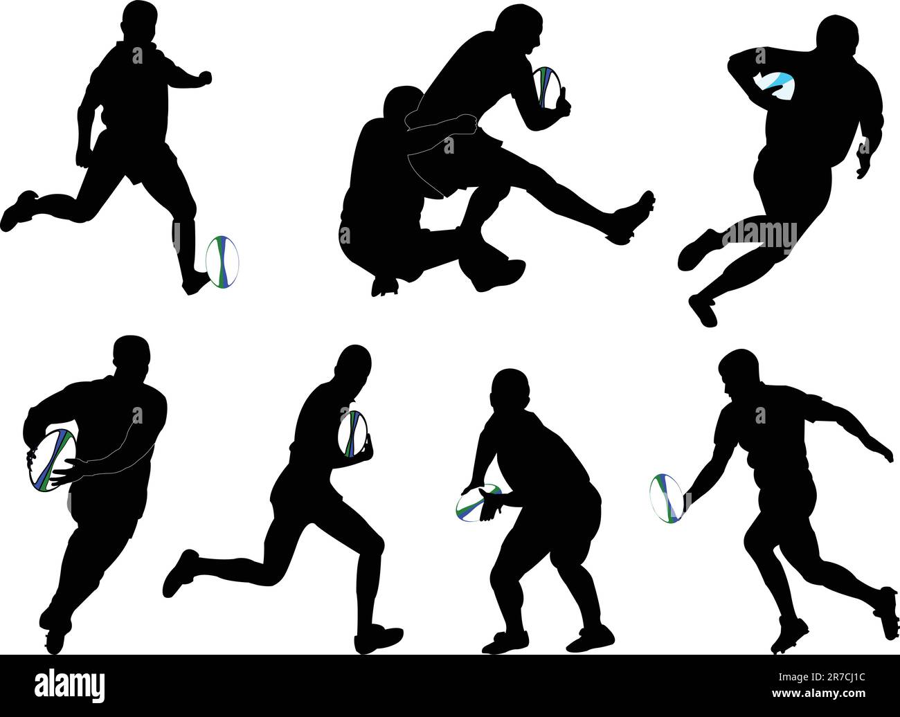 illustration of rugby players collection - vector Stock Vector Image ...