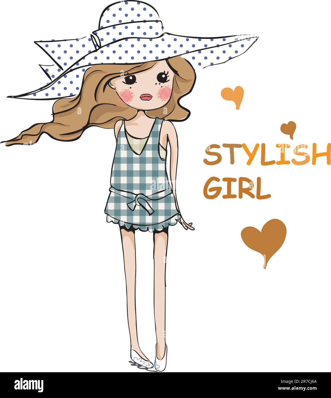 illustration sketch drawing paint pencil girl Stock Vector Image & Art ...