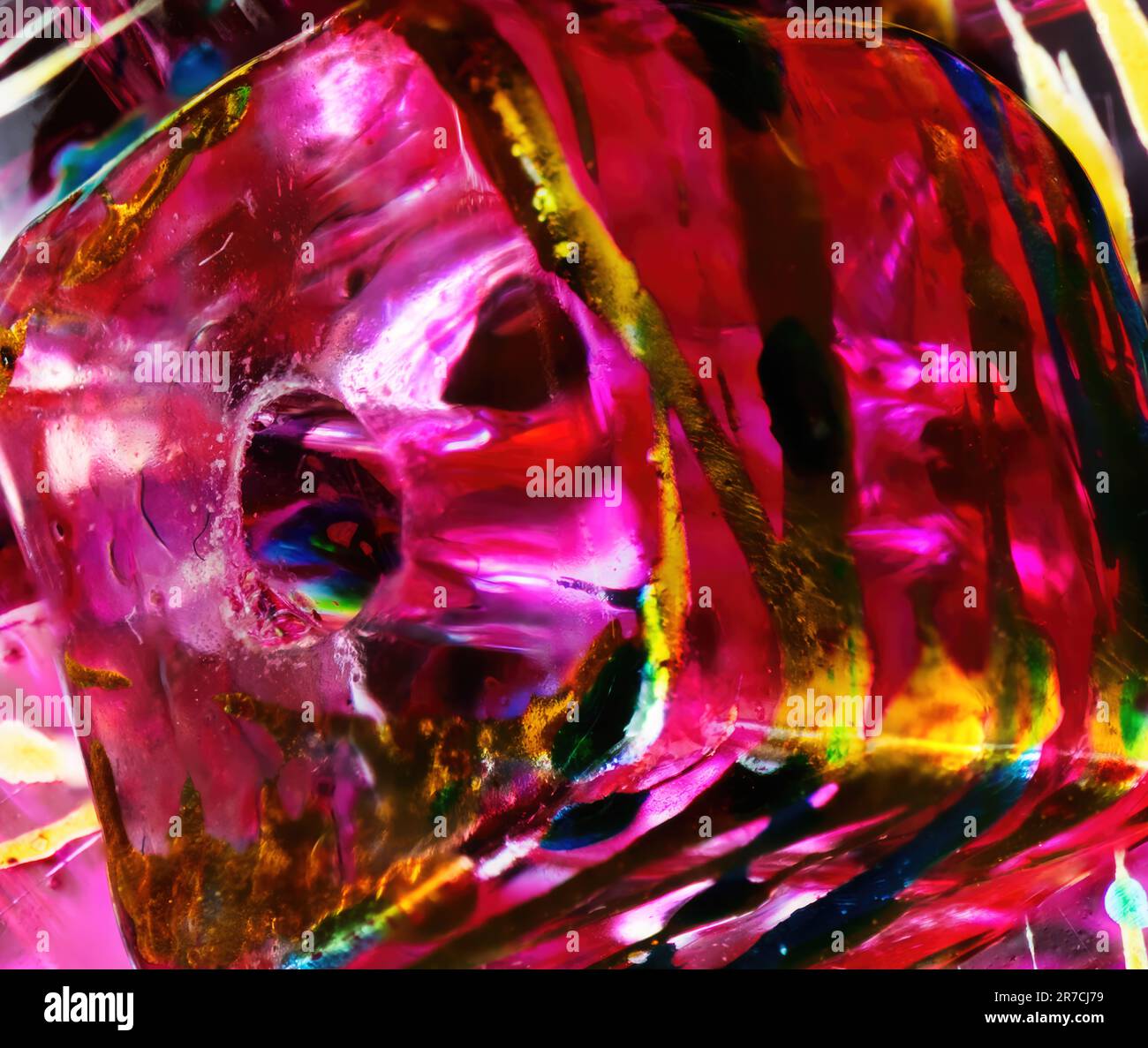 Macro photography of a square colourful bead Stock Photo - Alamy