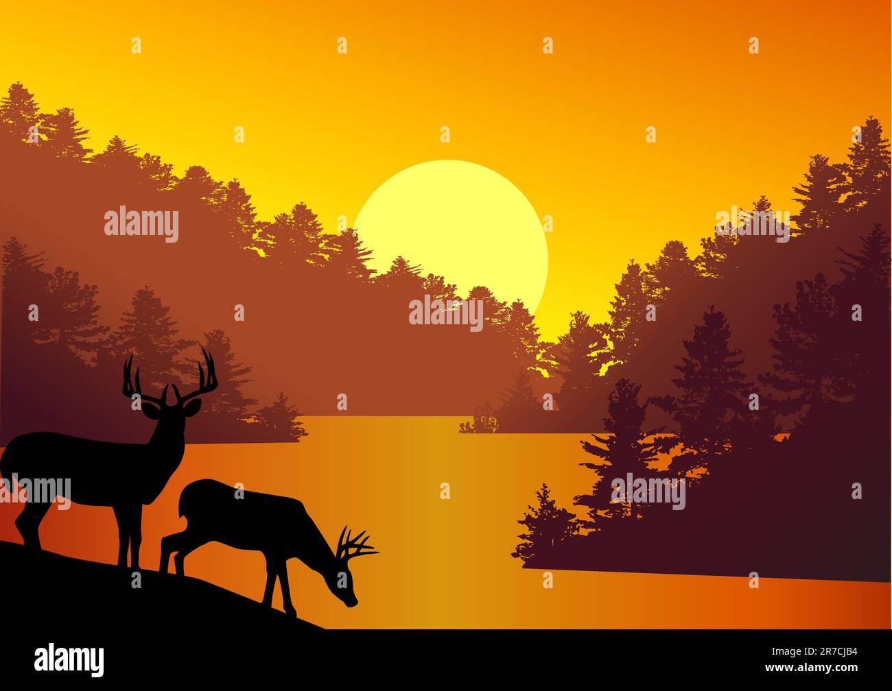 Nature background with deer Stock Vector Image & Art - Alamy