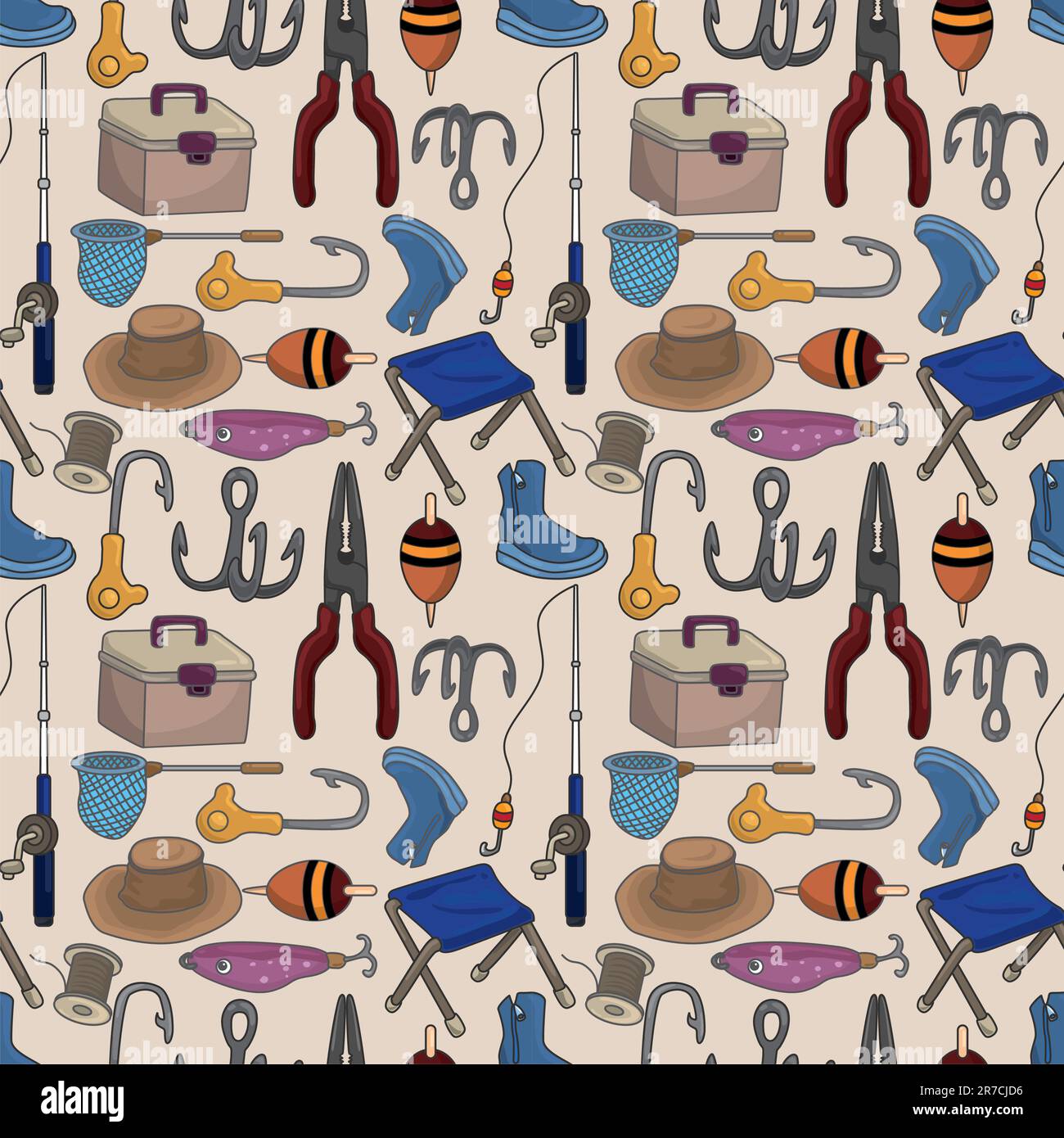 cartoon Fishing seamless pattern Stock Vector Image & Art - Alamy