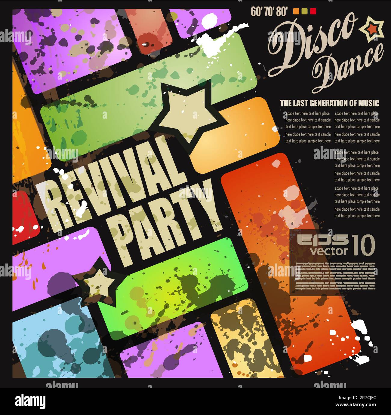 Retro' revival disco party flyer or poster for musical event Stock ...