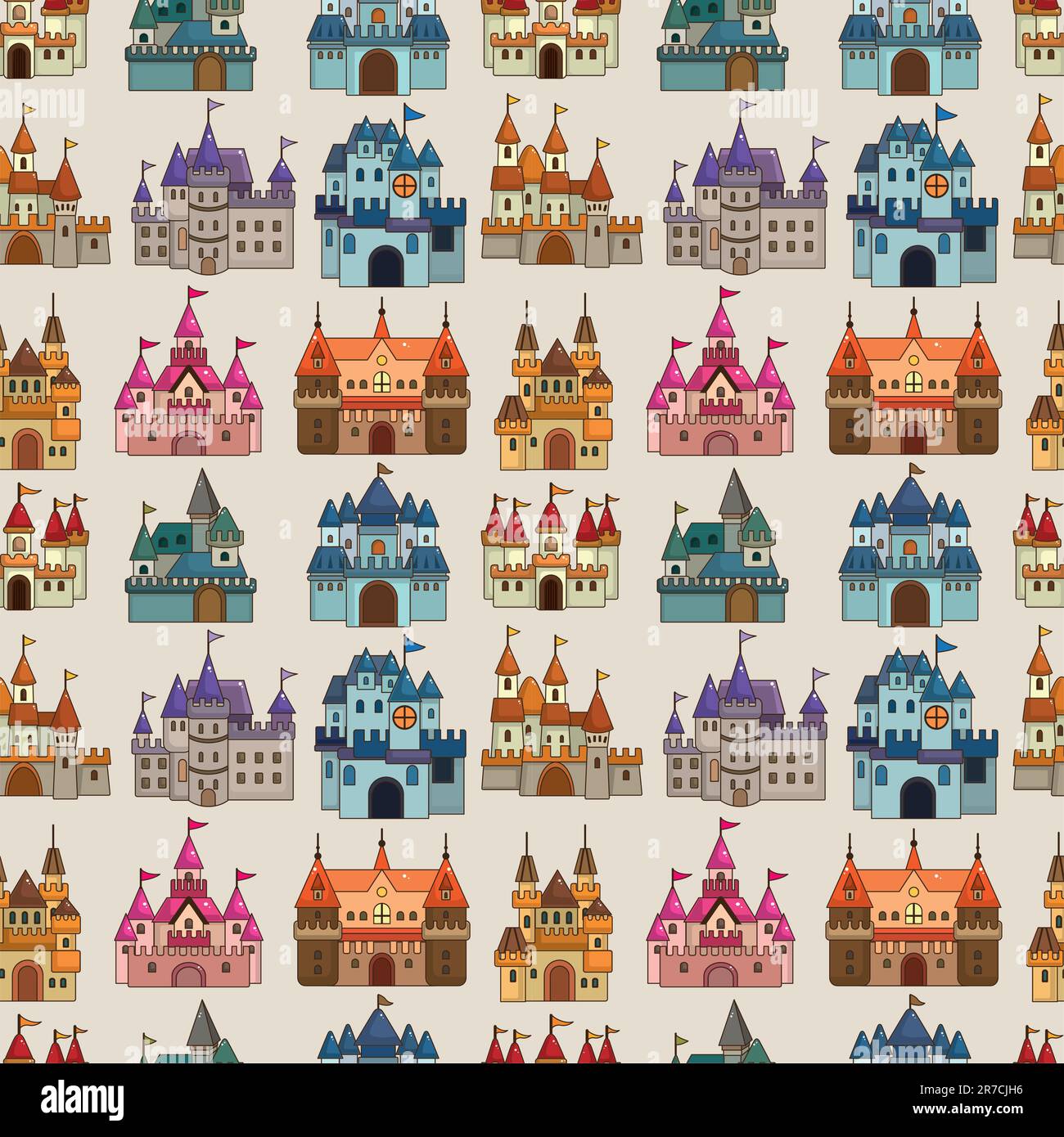 cartoon Fairy tale castle seamless pattern Stock Vector Image & Art - Alamy